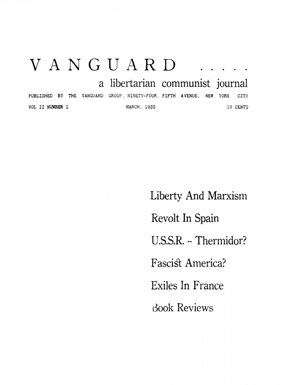 Vanguard (Vol. 2, No. 1, March 1935) | libcom.org